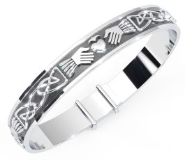 Silver Celtic Claddagh Bangle Bracelet