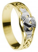 Ladies Two Tone Gold Claddagh Celtic Ring