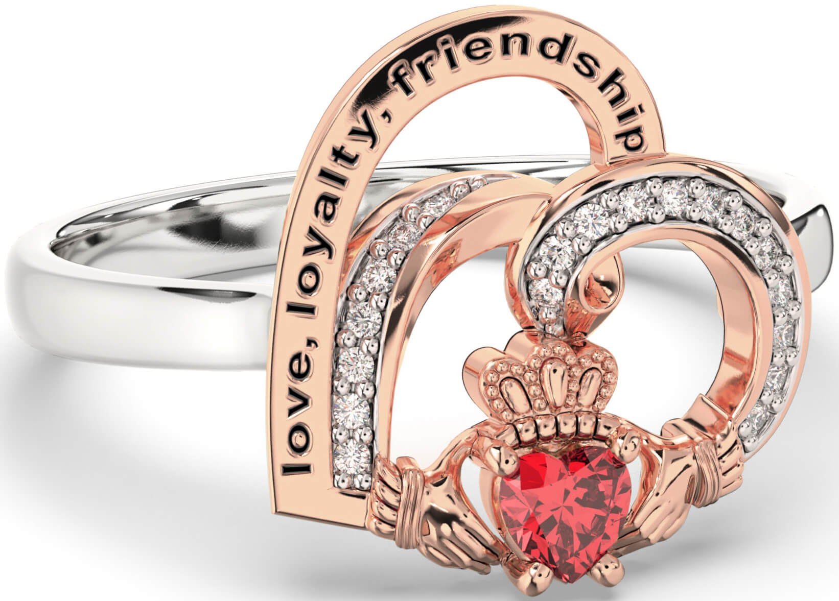 ruby heart ring rose gold